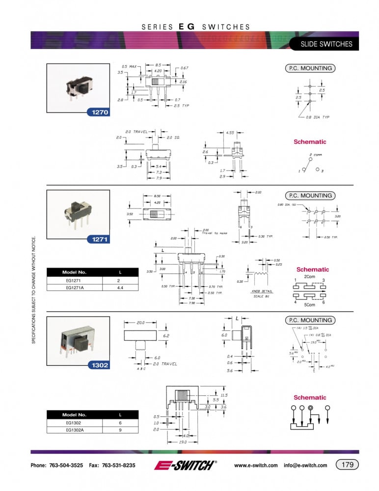 E-Switch EG1257 technical document page 5