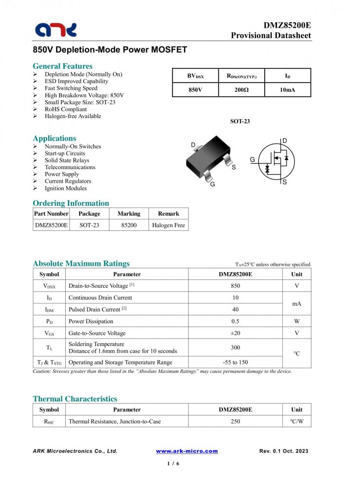 DMZ85200E datasheet page 1