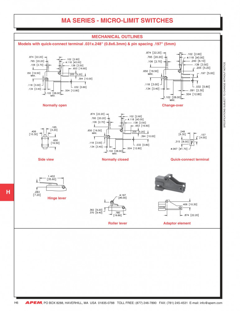 APEM MA series datasheet page 6