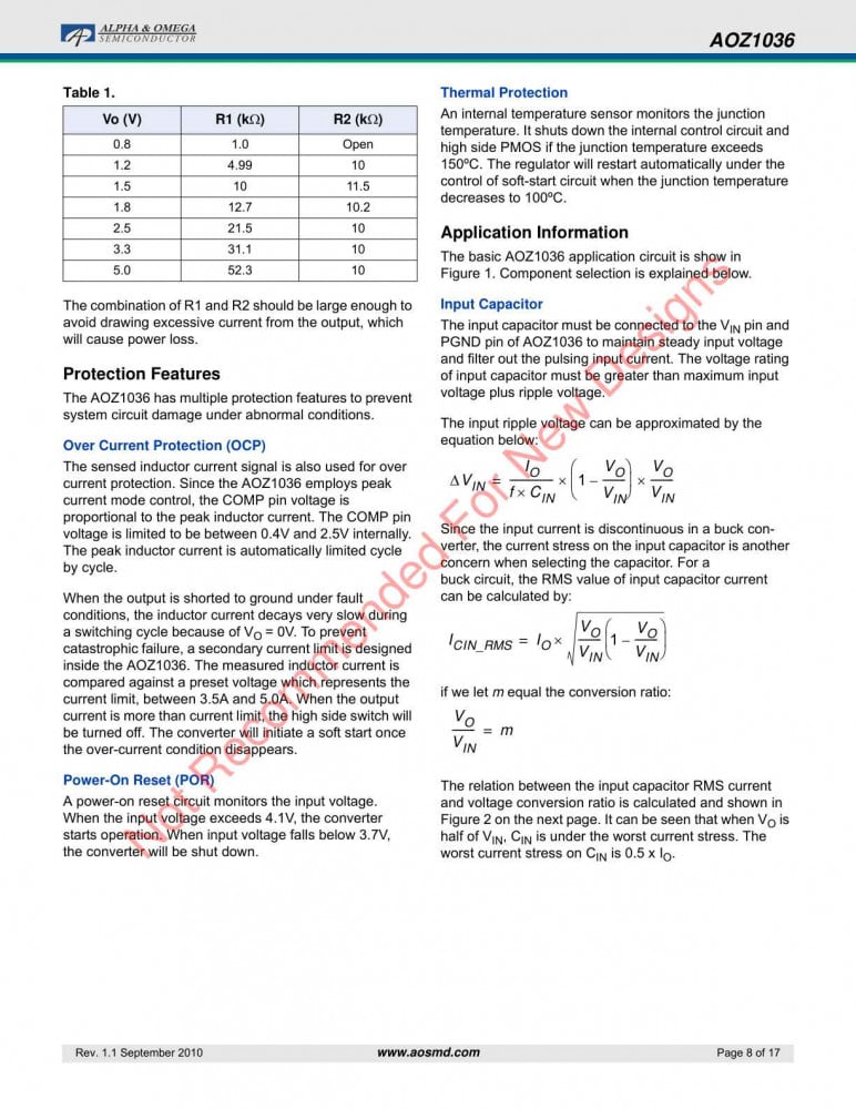 AOZ1036PI datasheet page 8