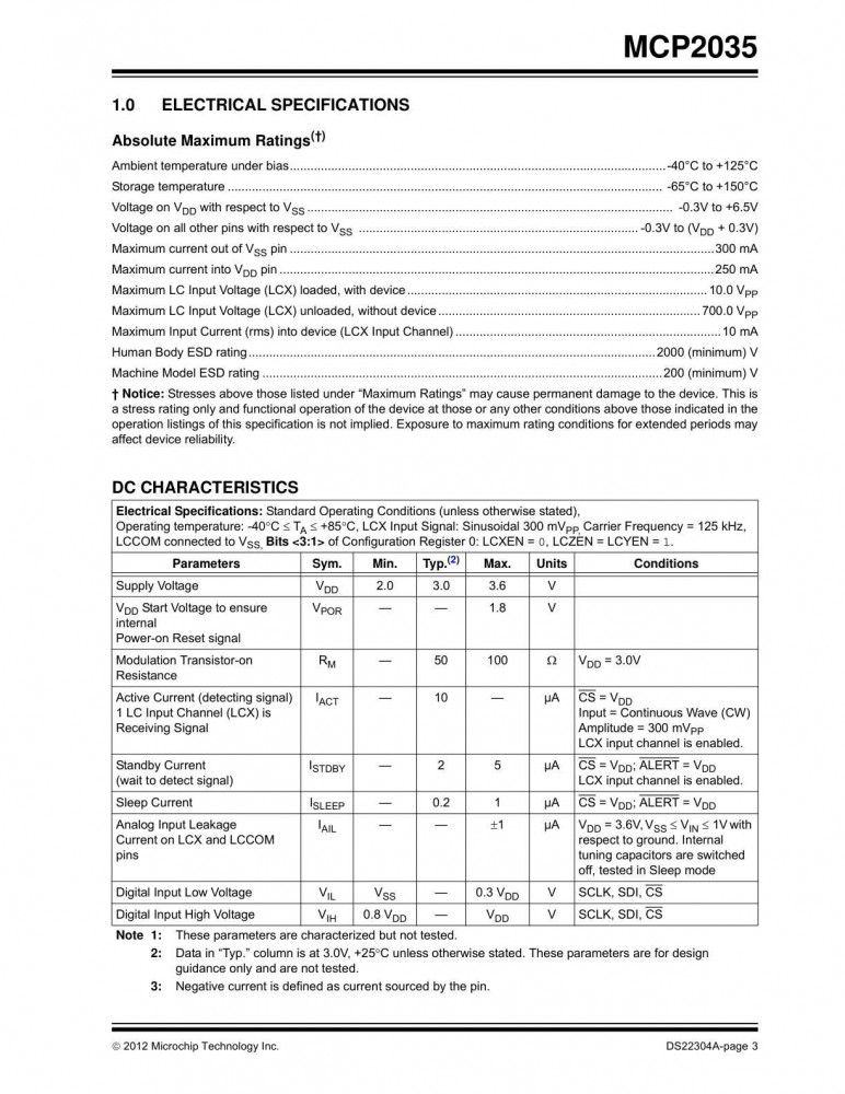MCP2035 datasheet page 3