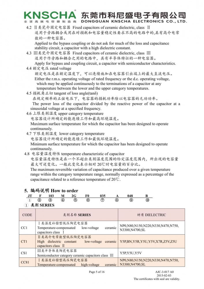 KNSCHA ceramic capacitor specification page 6