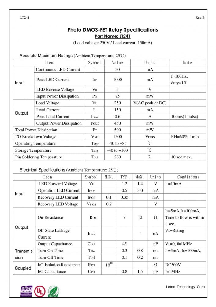 LT241 datasheet page 2