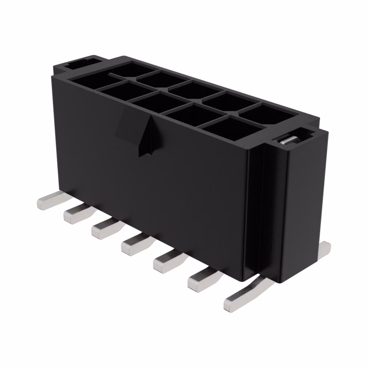 Mini-Fit Max Vertical Header, Dual Row, Surface Mount, 10 Circuits, Matte Tin (Sn) Plating, Black, Glow-Wire Capable, with Pick-and-Place Tape, Tape and Reel for sale