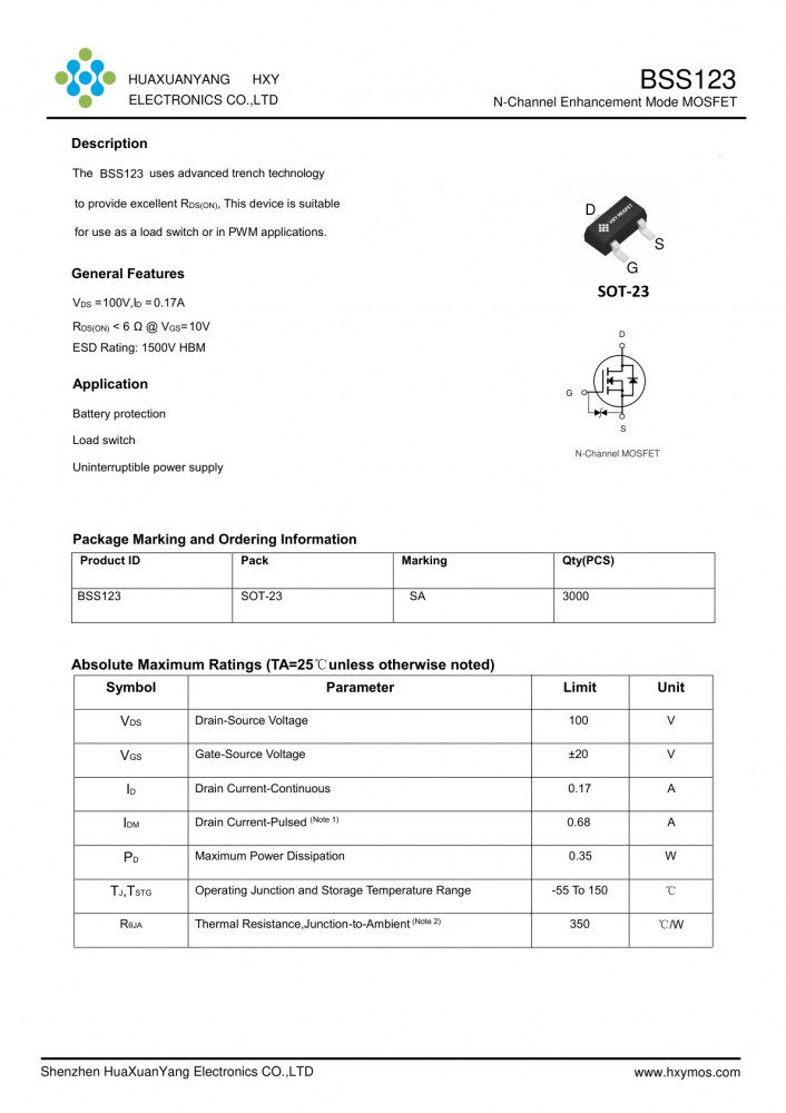 BSS123 datasheet page 1