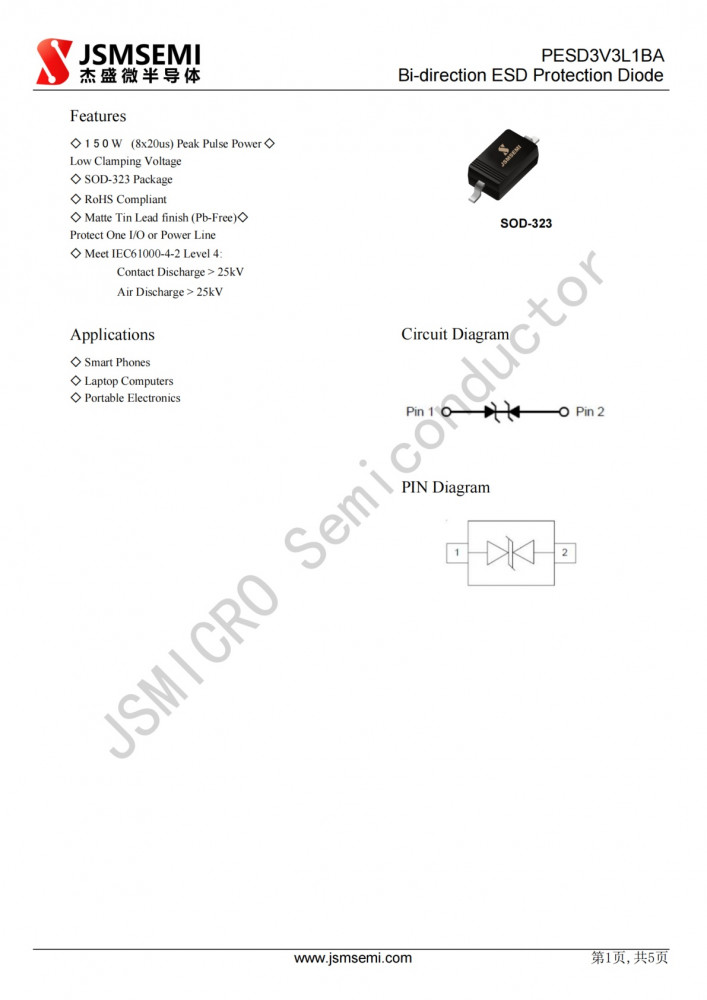 PESD3V3L1BA-JSM datasheet page 1