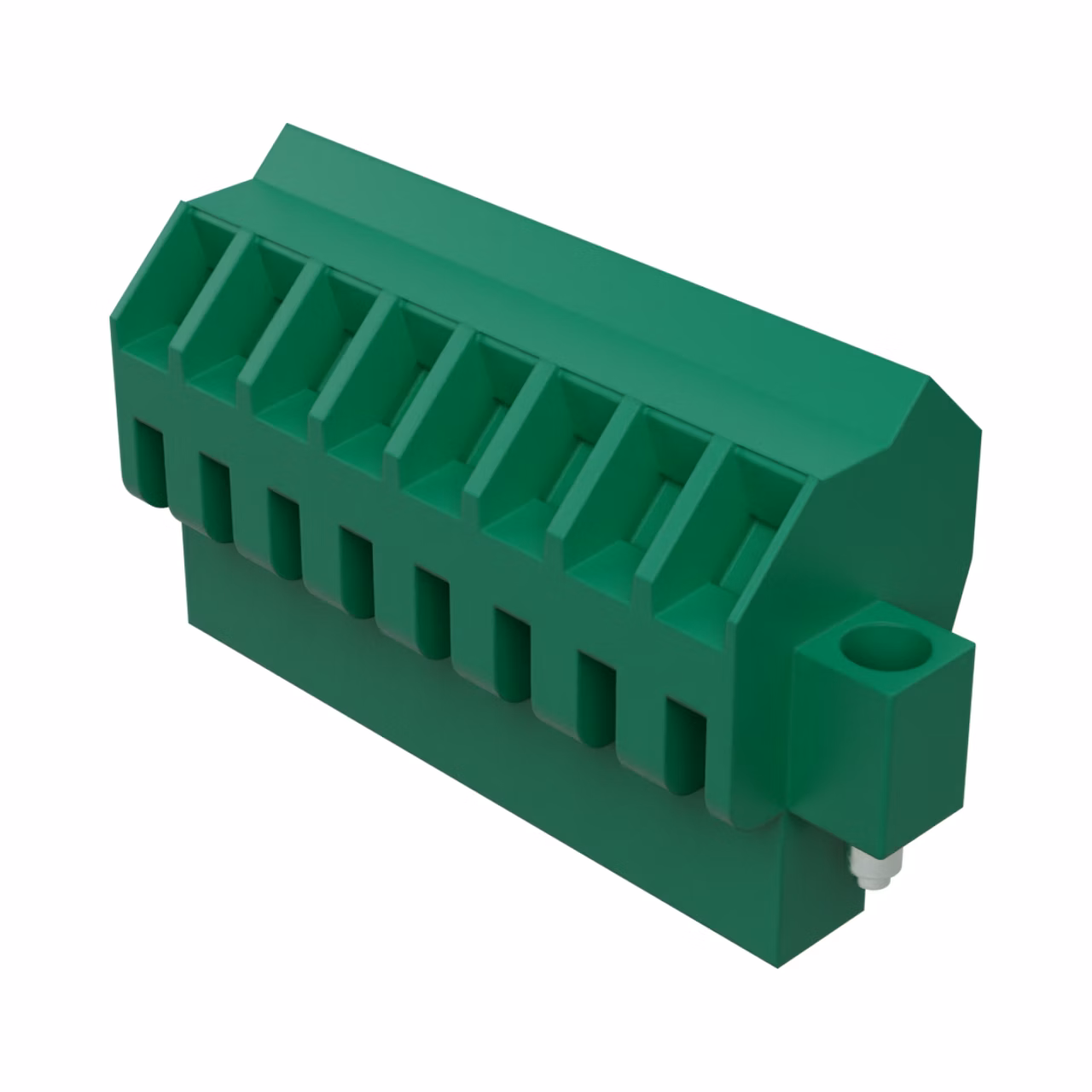 5.08mm Pitch Eurostyle 45° Wire Entry Plug, with Mounting Ends, 8 Circuits, Green for sale