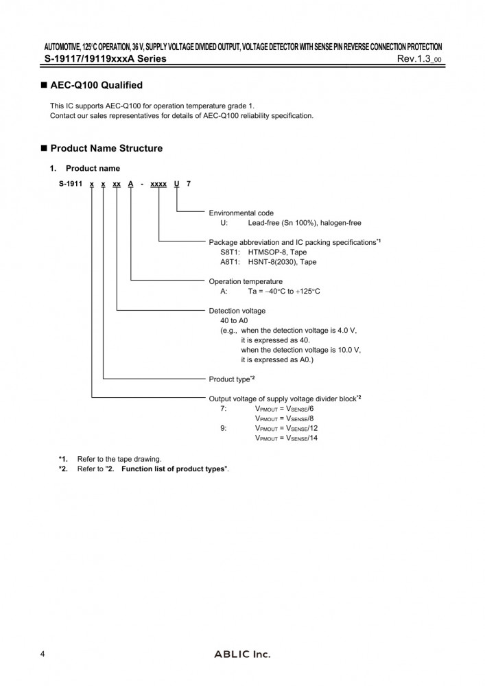 ABLIC S-19117/S-19119 datasheet page 4