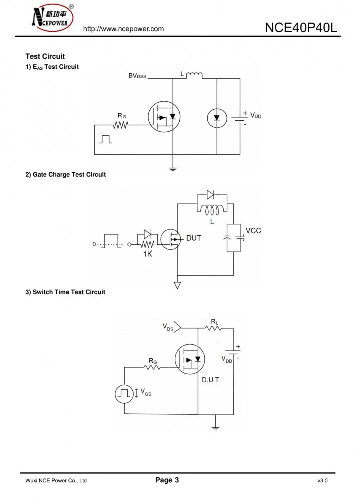 NCE40P40L datasheet page 3