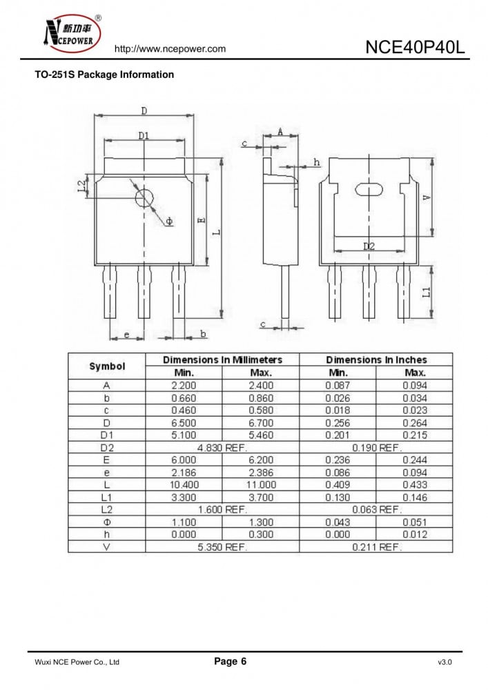 NCE40P40L datasheet page 6