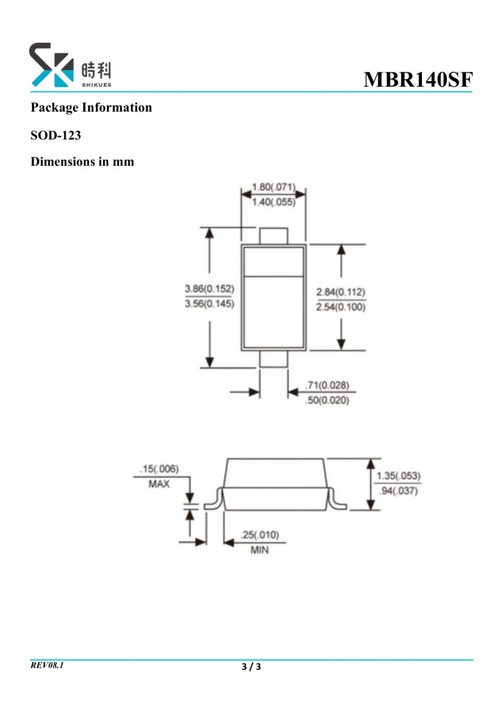 MBR140SF package drawing