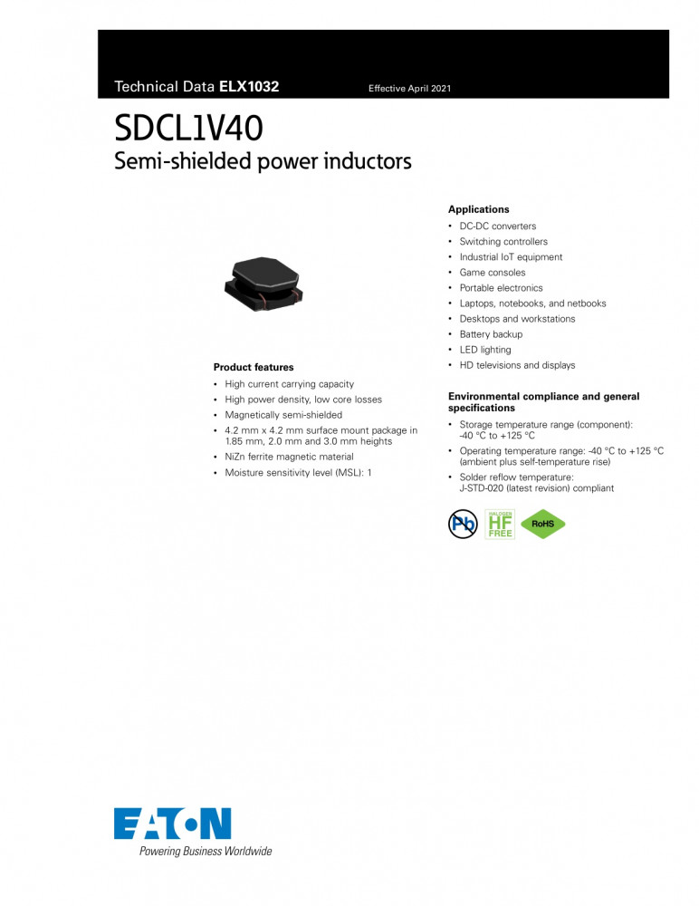 EATON SDCL1V4030-221M-R technical document page 1