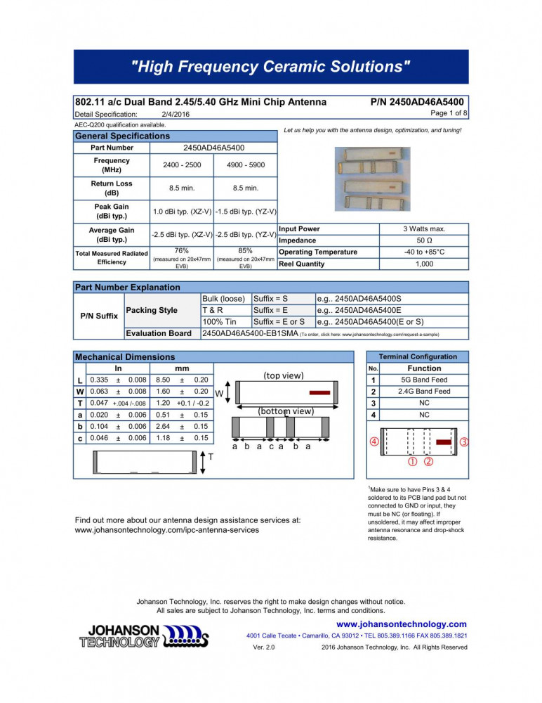 2450AD46A5400001E datasheet page 1