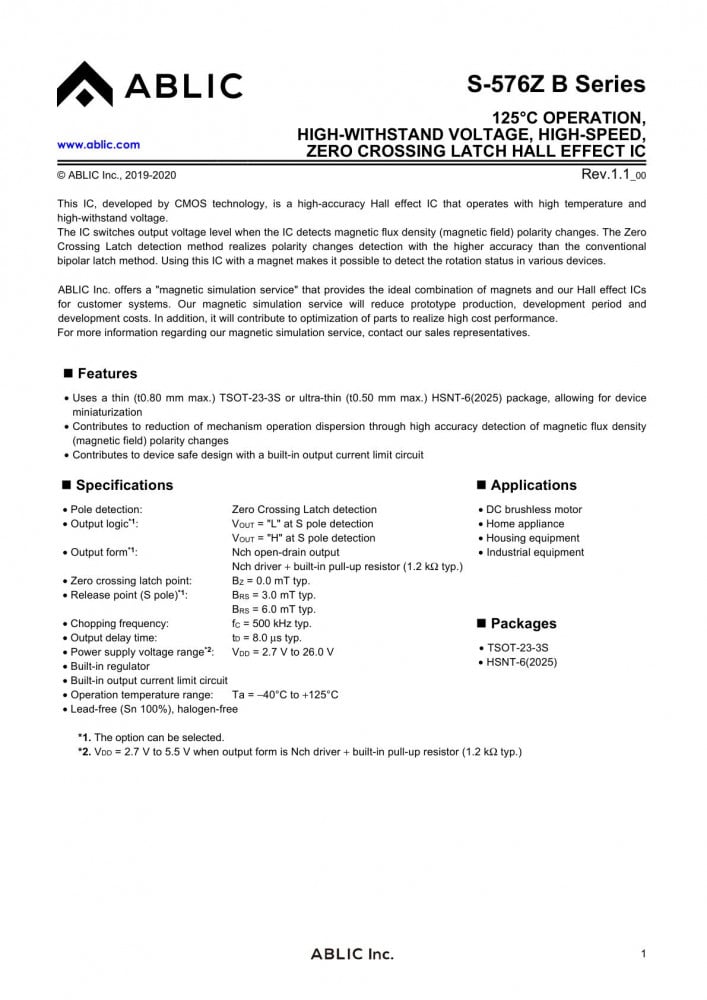 S-576Z1L1B-A6T8U datasheet page 1