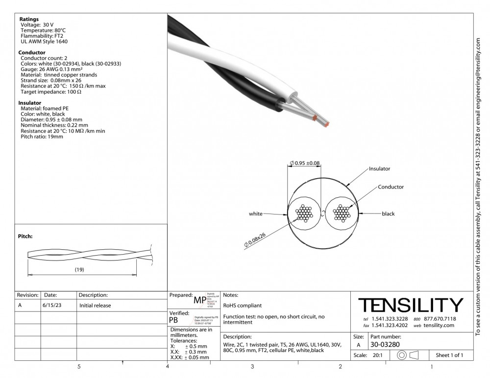 Tensility International 30-03280 product drawing preview