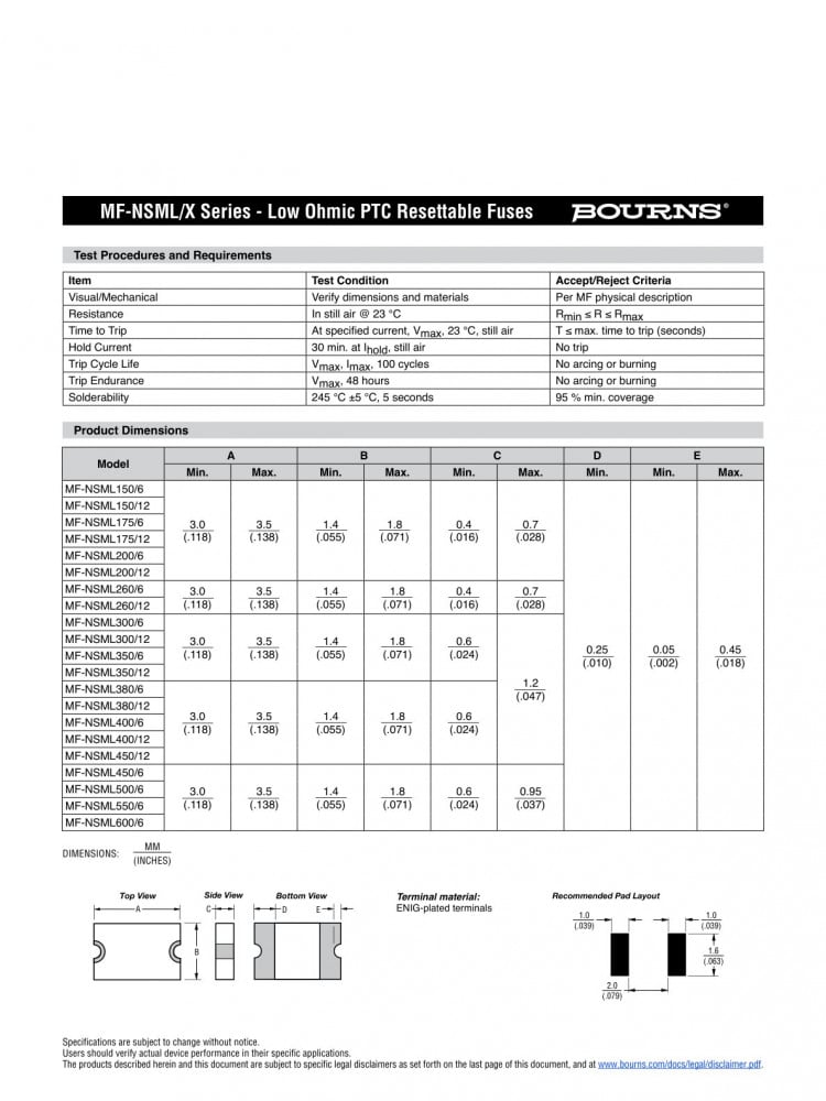 BOURNS MF-NSML/X datasheet page 2