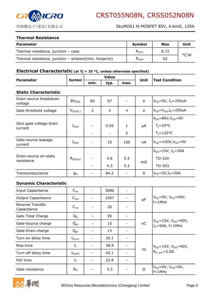 CRST055N08N datasheet page 2