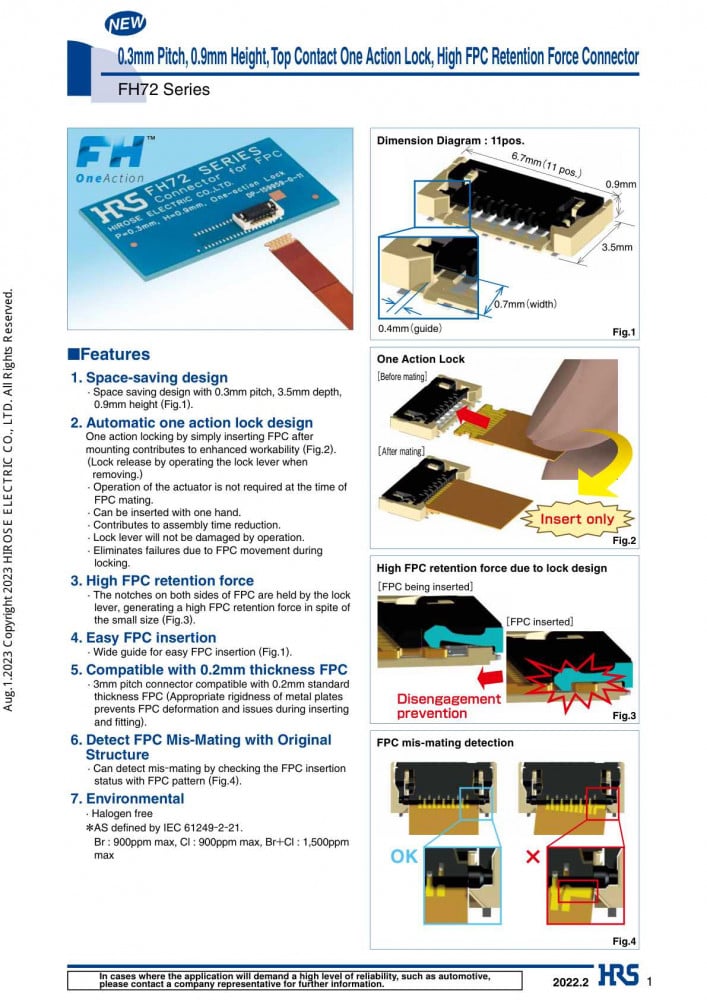FH72 Series datasheet page 1