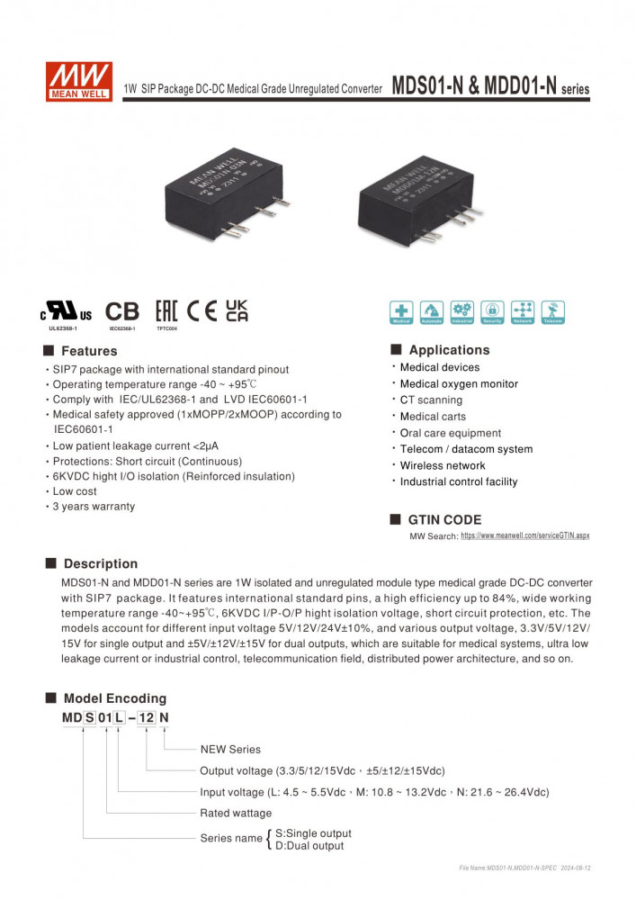 MDS01M-05N datasheet page 1