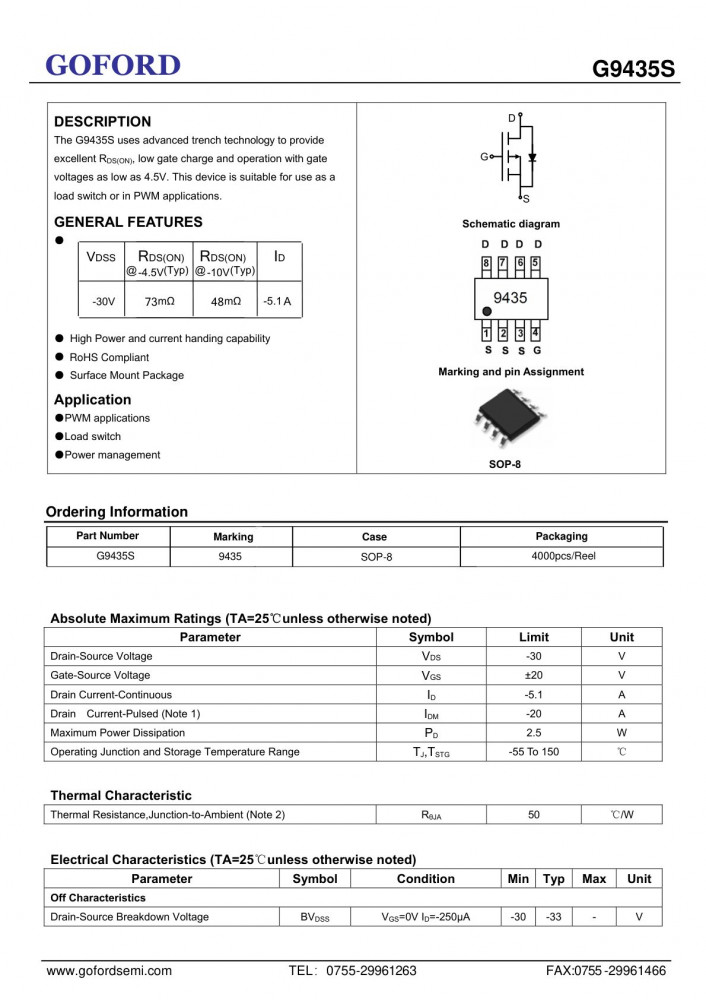 G9435S datasheet page 1