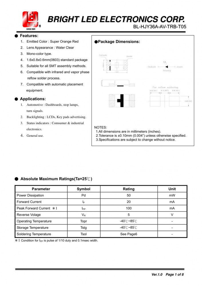 BL-HJY36A-AV-TRB-T05 datasheet page 1