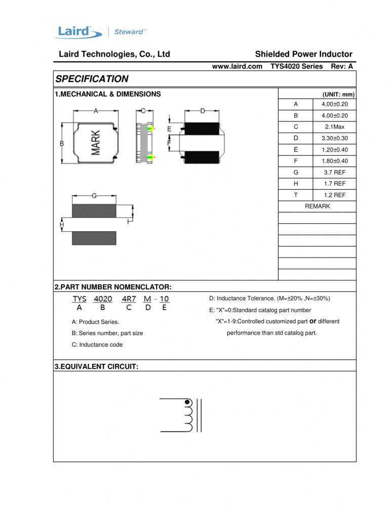 Laird TYS4020 datasheet page 2
