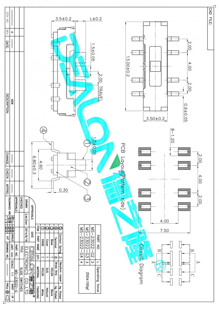 DEALON MS-23D22-G4 technical drawing