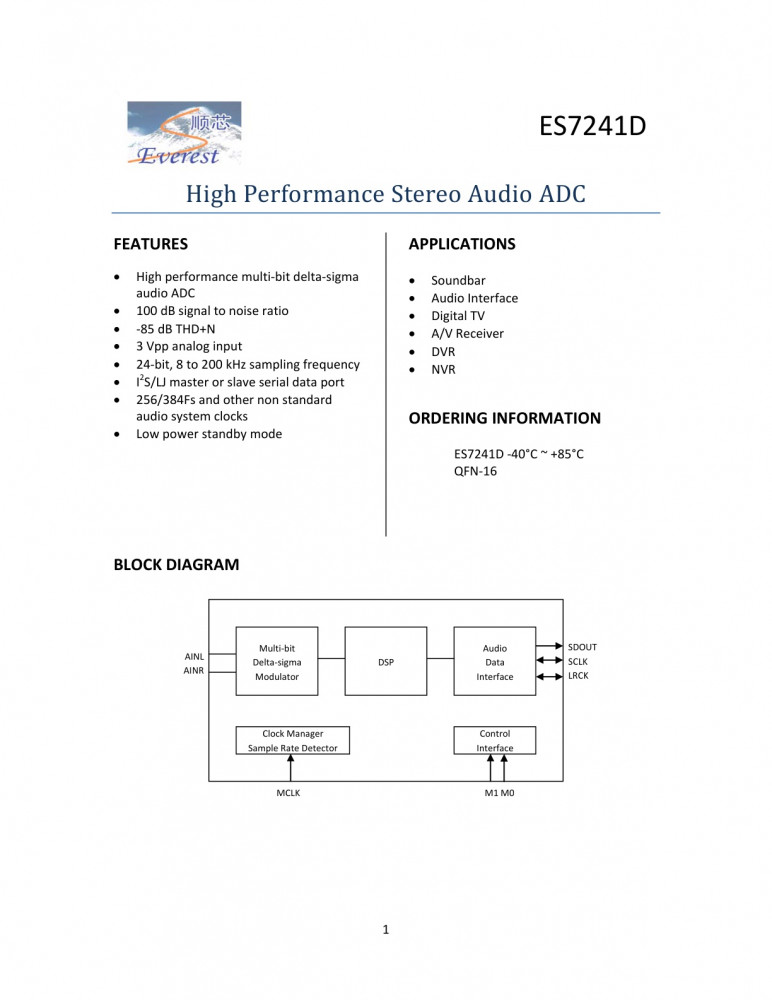 ES7241D datasheet page 1
