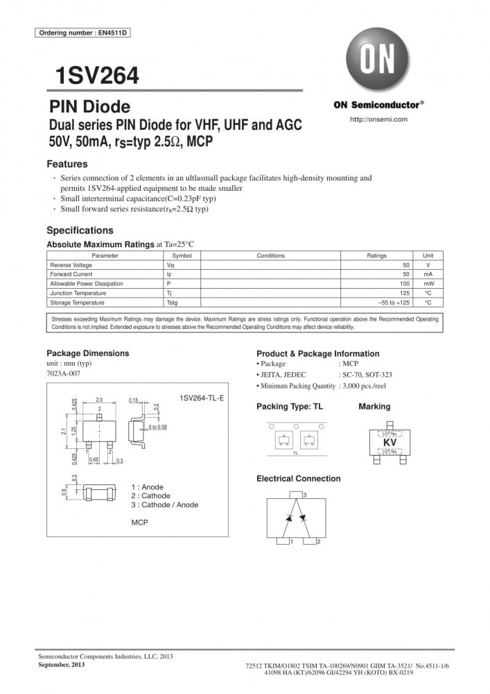 1SV264-TL-E datasheet page 2