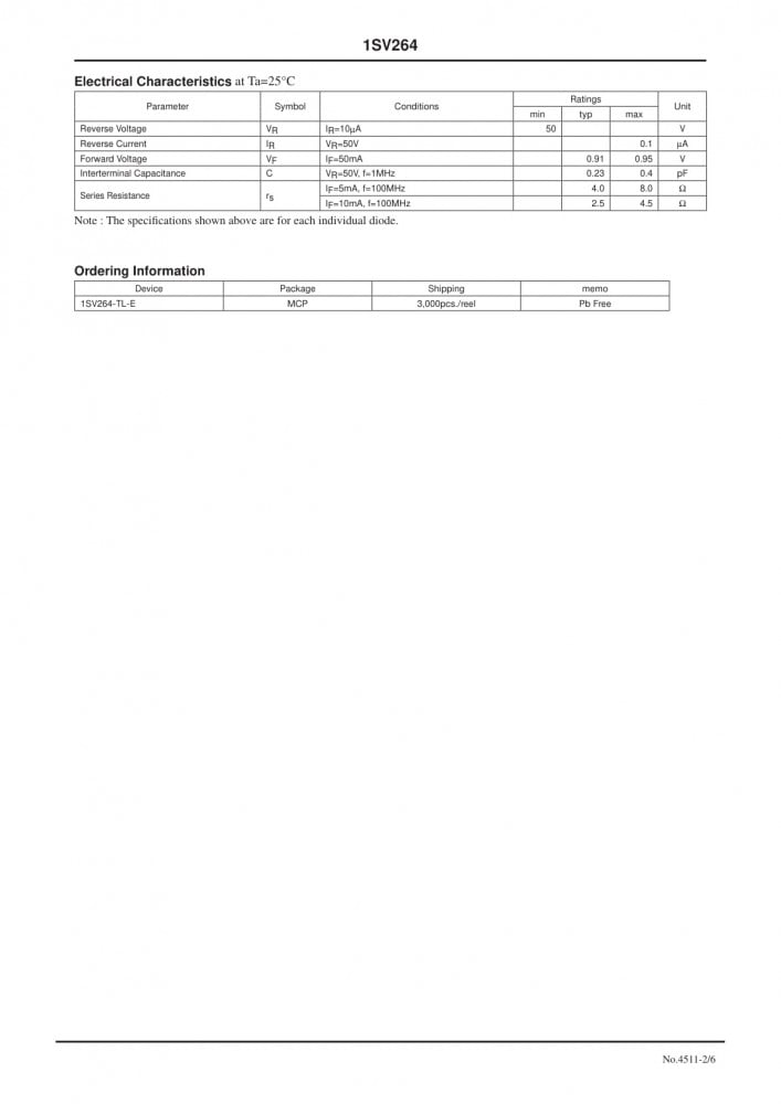 1SV264-TL-E datasheet page 3