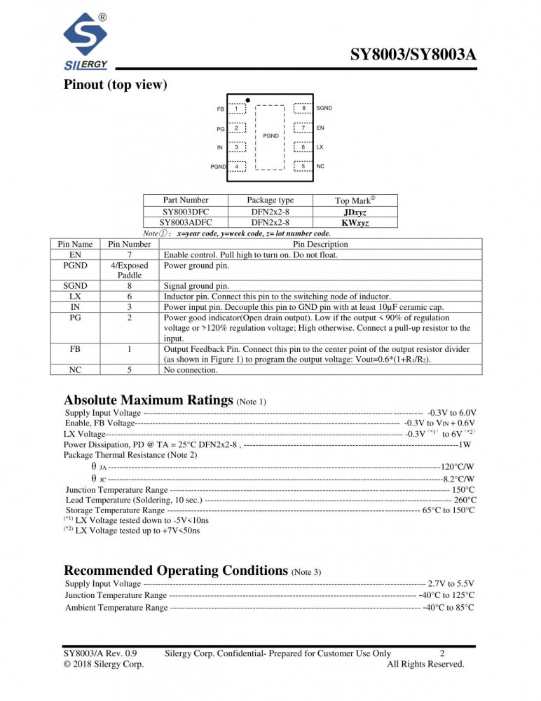SY8003DFC datasheet page 2