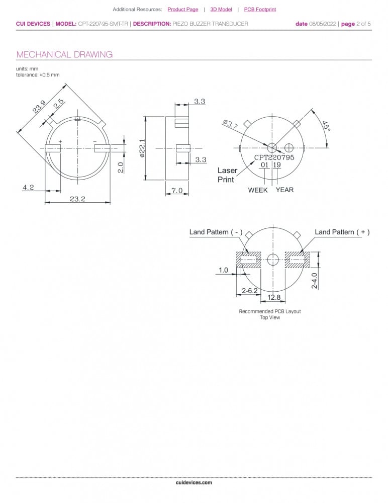 CPT-2207-95-SMT-TR datasheet page 2
