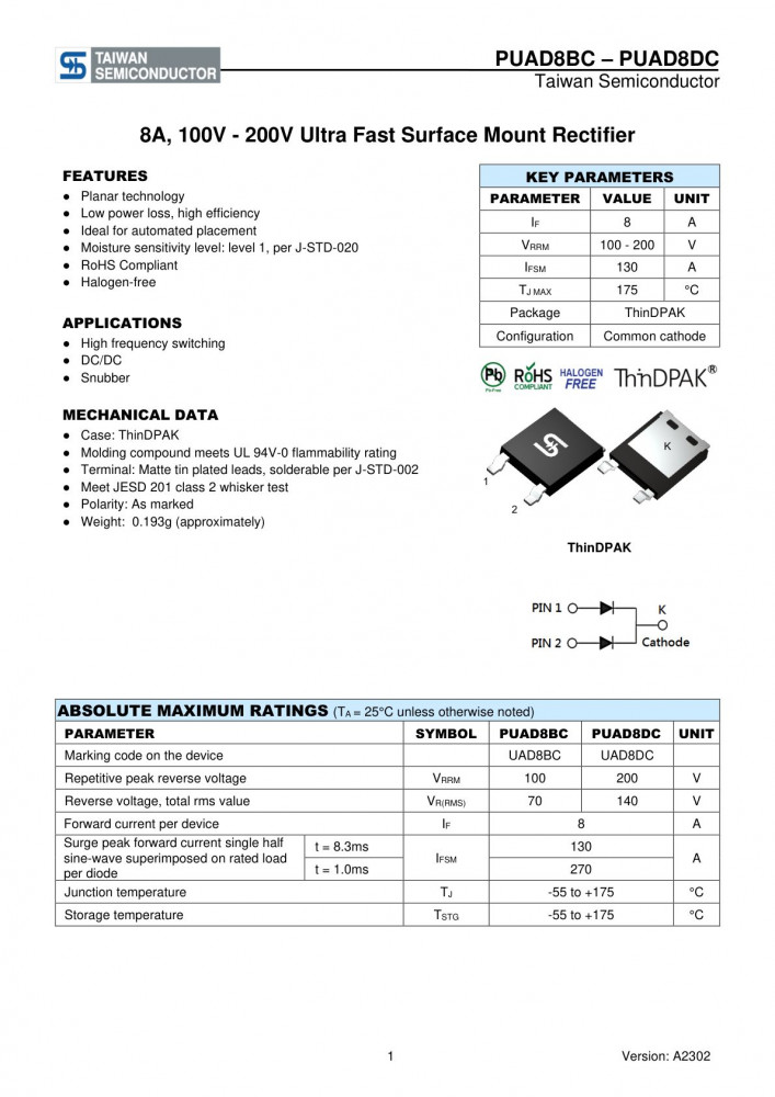 PUAD8DC datasheet page 1