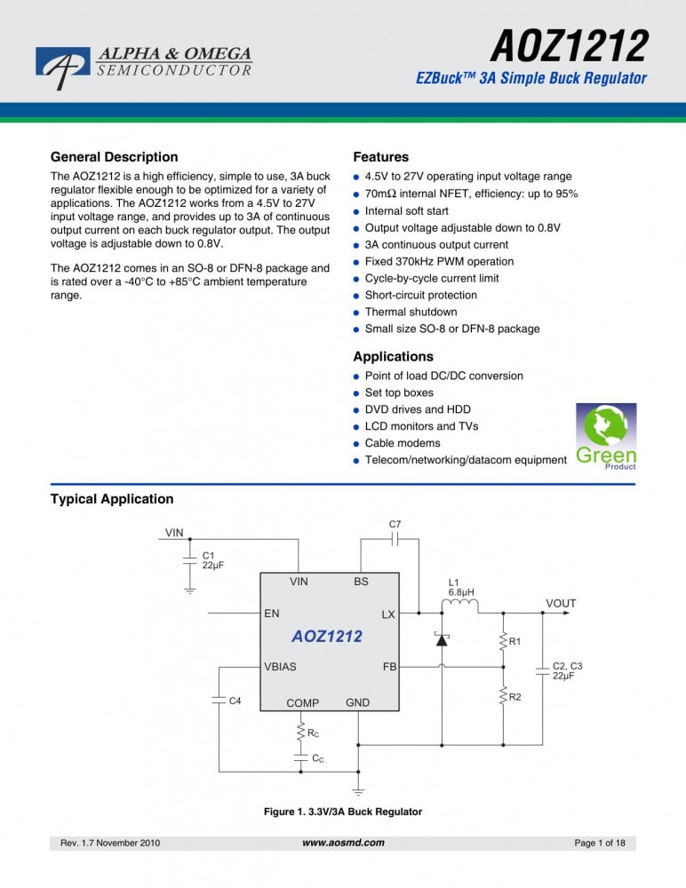 AOZ1212AI datasheet page 1