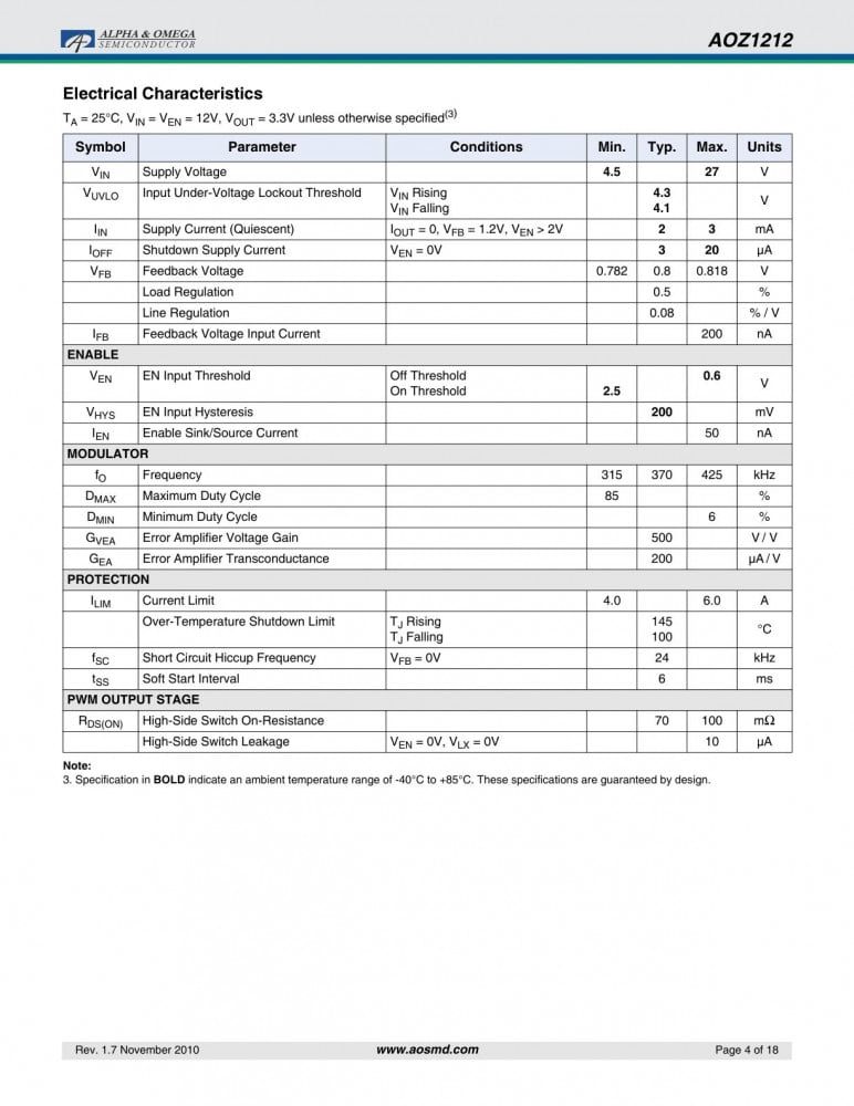 AOZ1212AI datasheet page 4