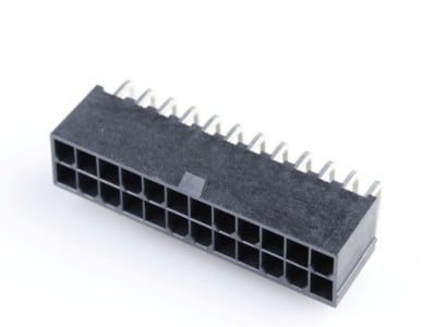 Mini-Fit Jr. Reflow Solder Capable Header, Right-Angle, Dual Row, 24 Circuits, without Mounting Peg, Tin (Sn) Plating, Glow-Wire Capable, Tray for sale