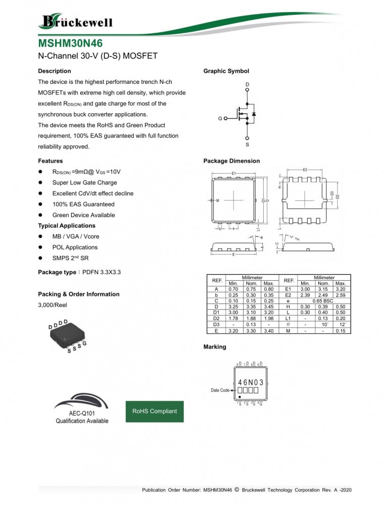 MSHM30N46 datasheet page 1