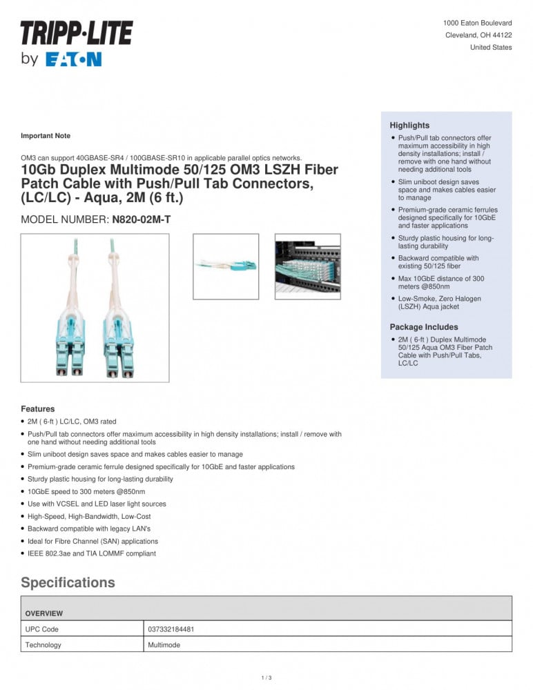 N820-02M-T product documentation page 1
