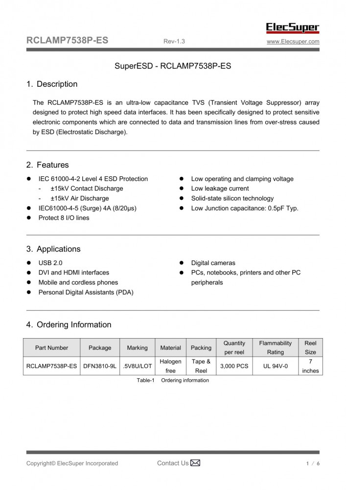 RCLAMP7538P-ES datasheet page 1