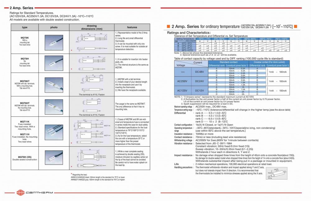 Cantherm MQT thermostat technical document page 2