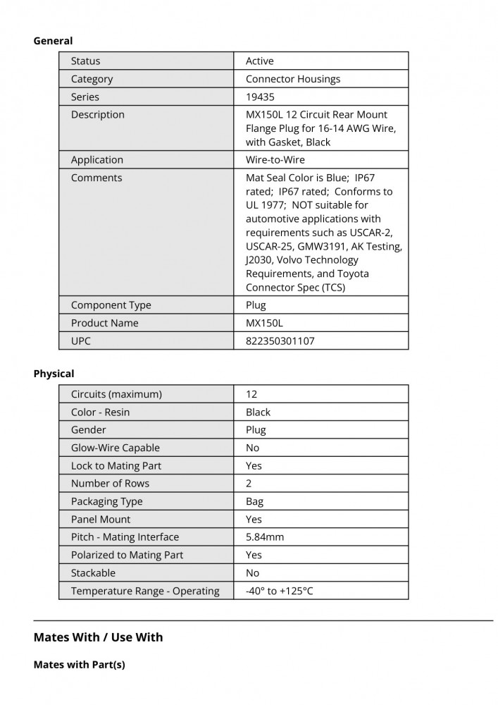Technical document page 2 for Molex 194351211
