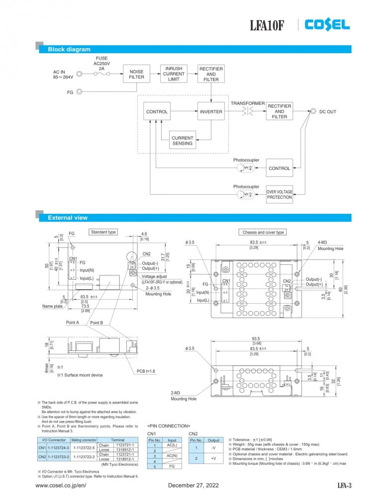Cosel LFA series datasheet page 3