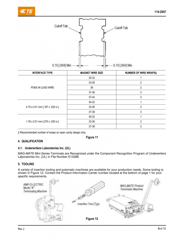 TE Connectivity MAG-MATE Mini application specification page 9