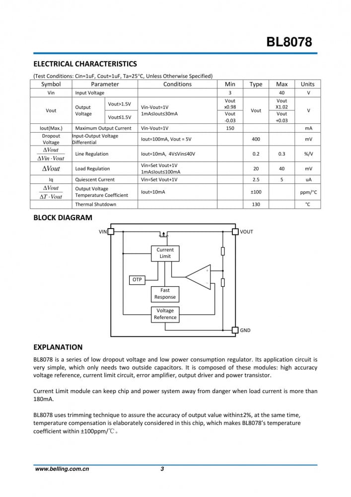 BL8078 datasheet page 3