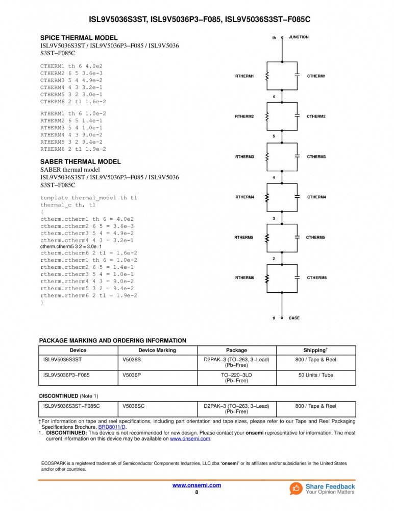 ISL9V5036S3ST datasheet page 8