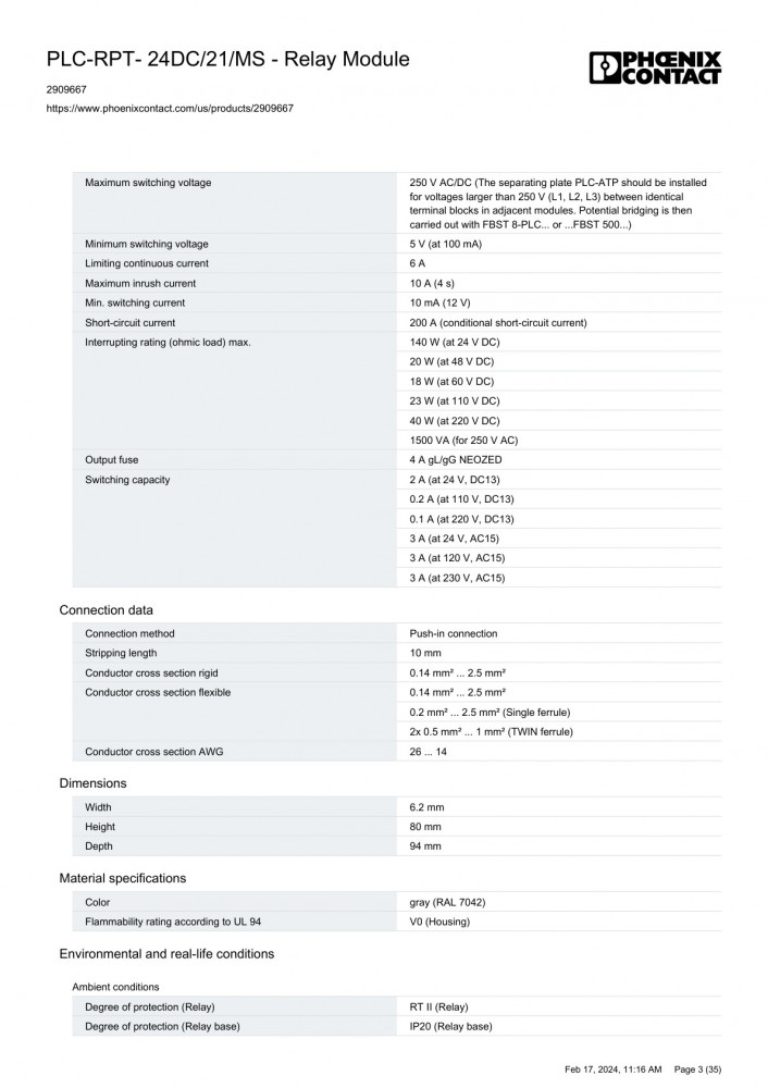 Phoenix Contact 2909667 technical document page 3