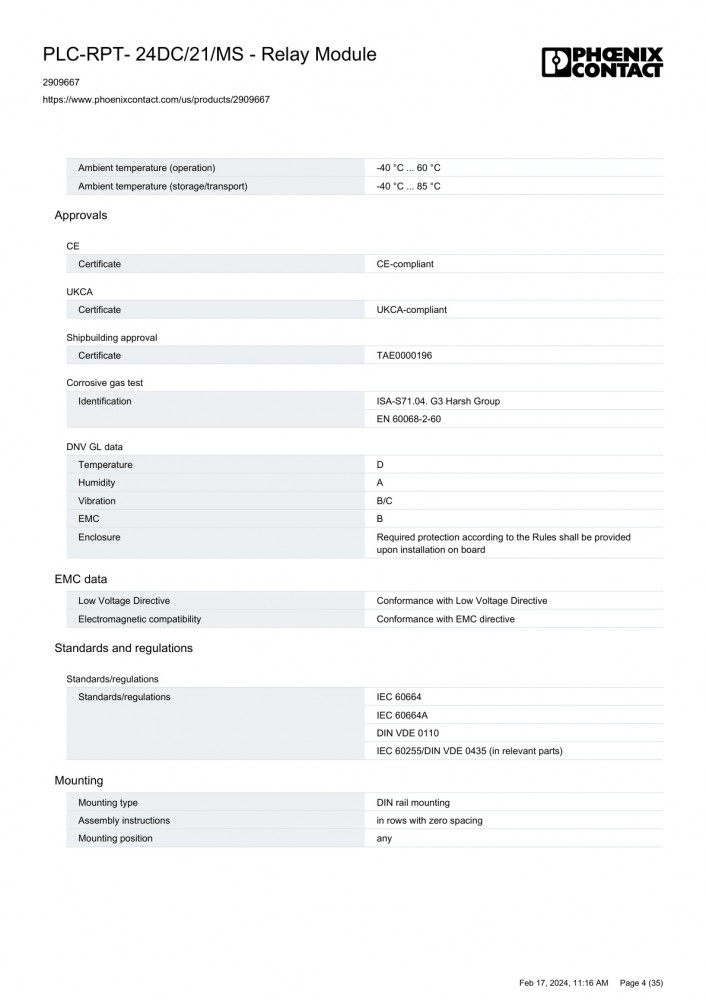 Phoenix Contact 2909667 technical document page 4