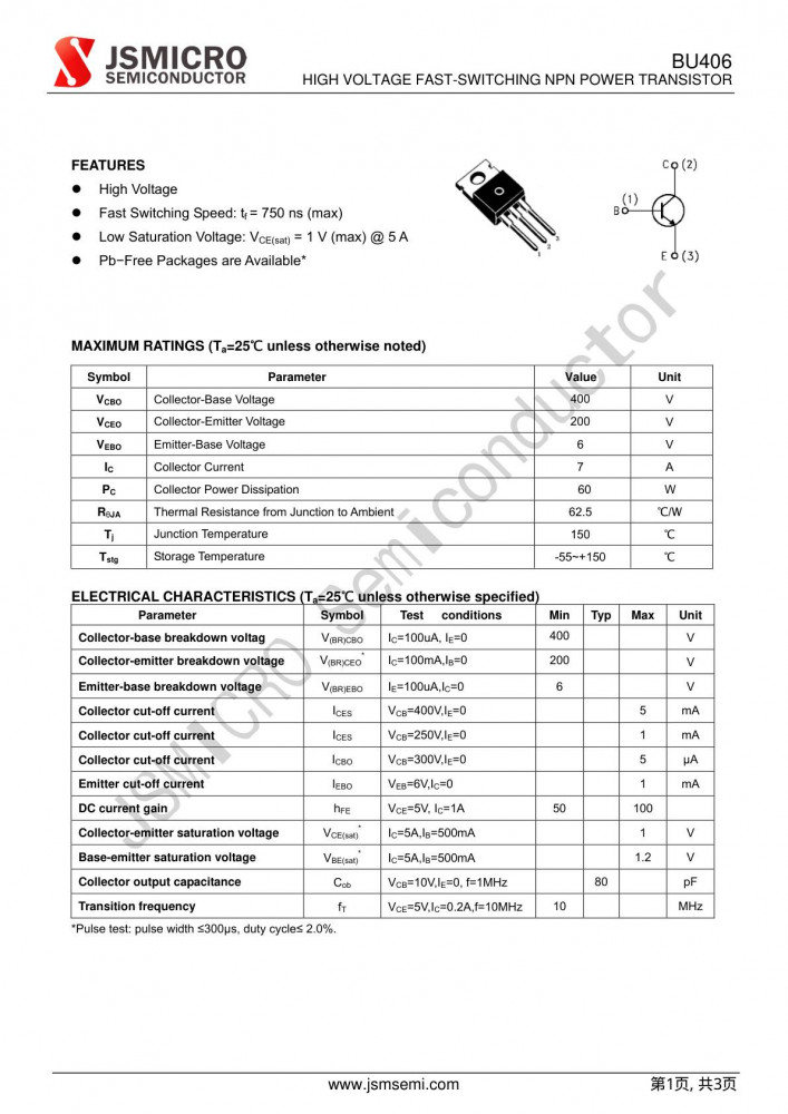 BU406-JSM datasheet page 1