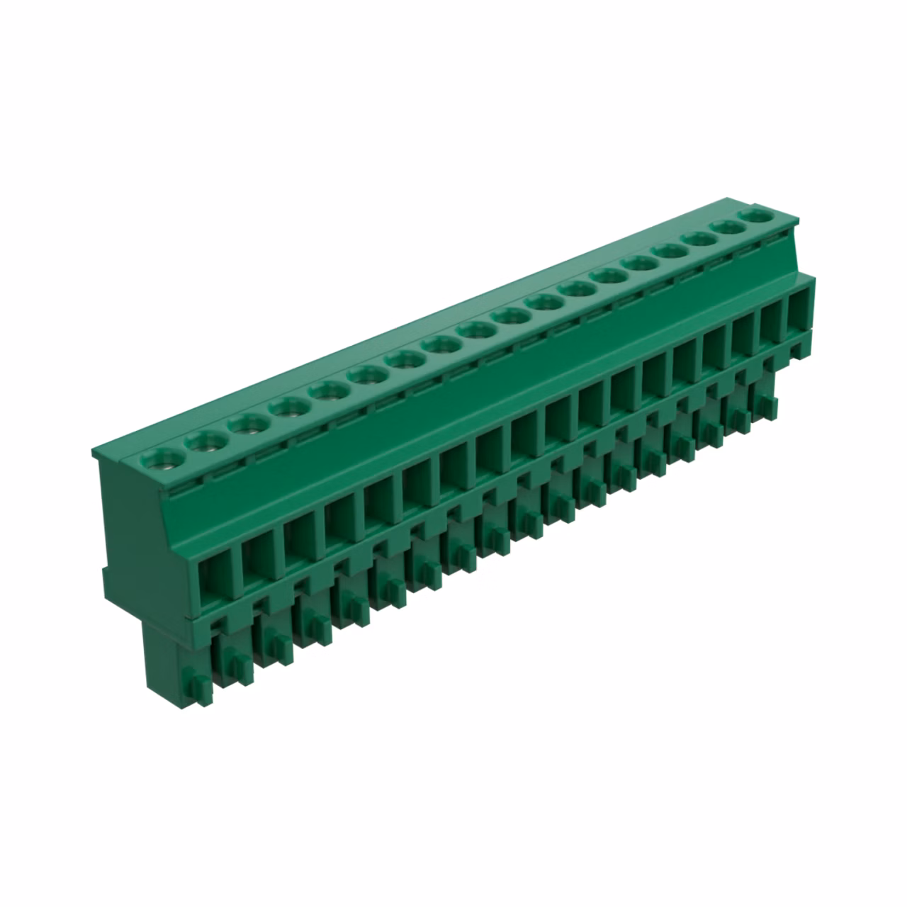 3.81mm Pitch Eurostyle Vertical Plug, with Reverse Imprinting, Front Wire Entry, Green Housing, 18 Circuits for sale