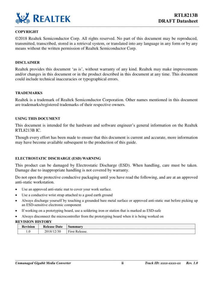 RTL8213B-CG datasheet page 2